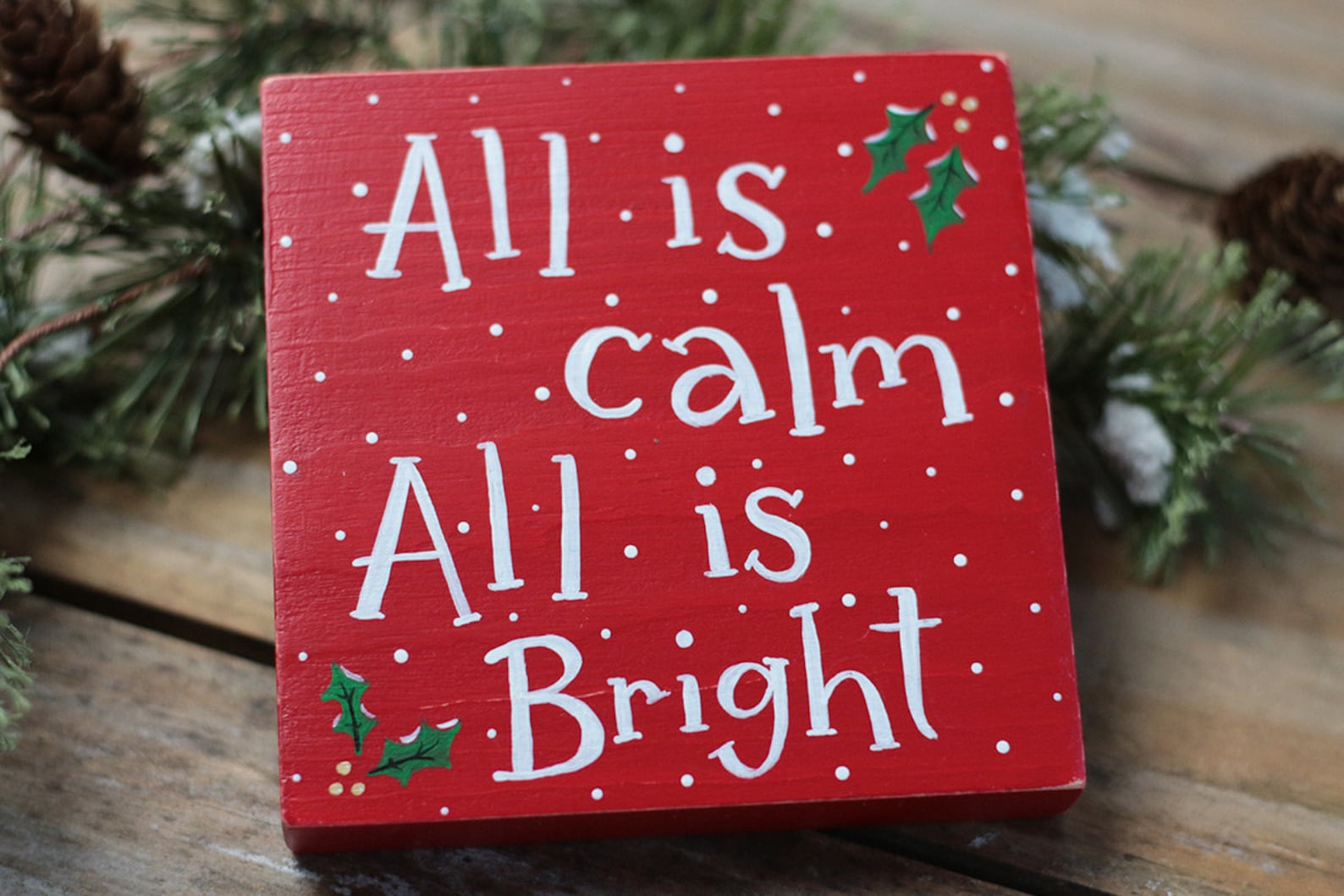 Christmas Shelf Sitter All is Calm All is Bright Sign - Etsy