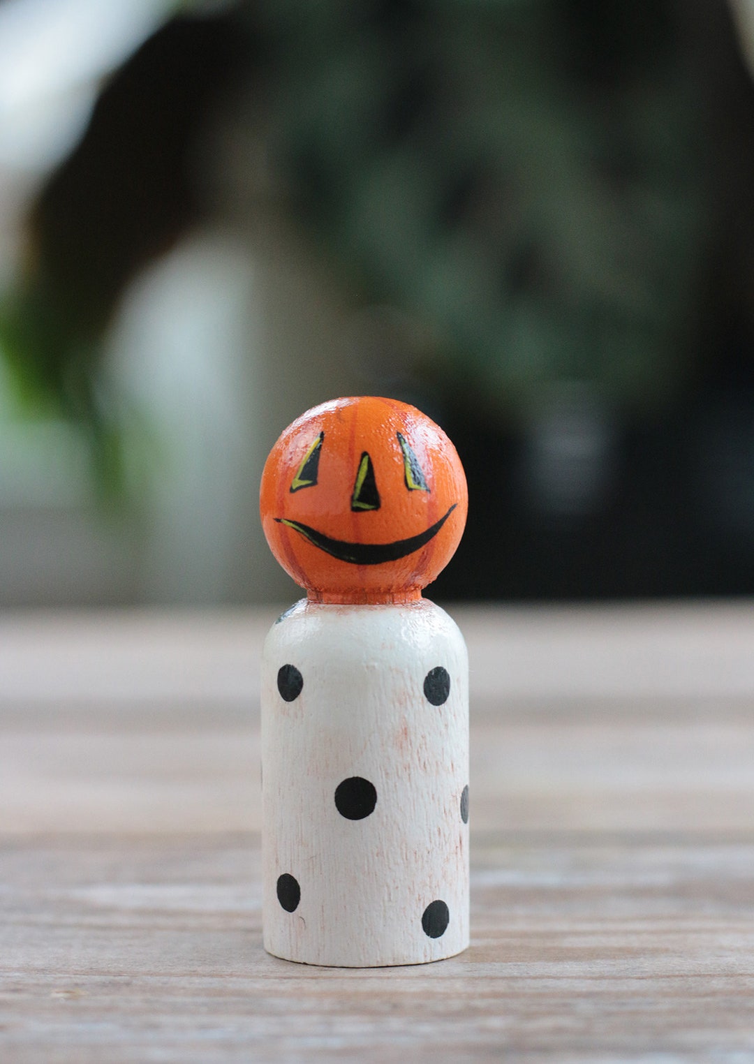 Halloween Peg Doll, Jack O Lantern Peg Doll, Pumpkin Man Figurine ...
