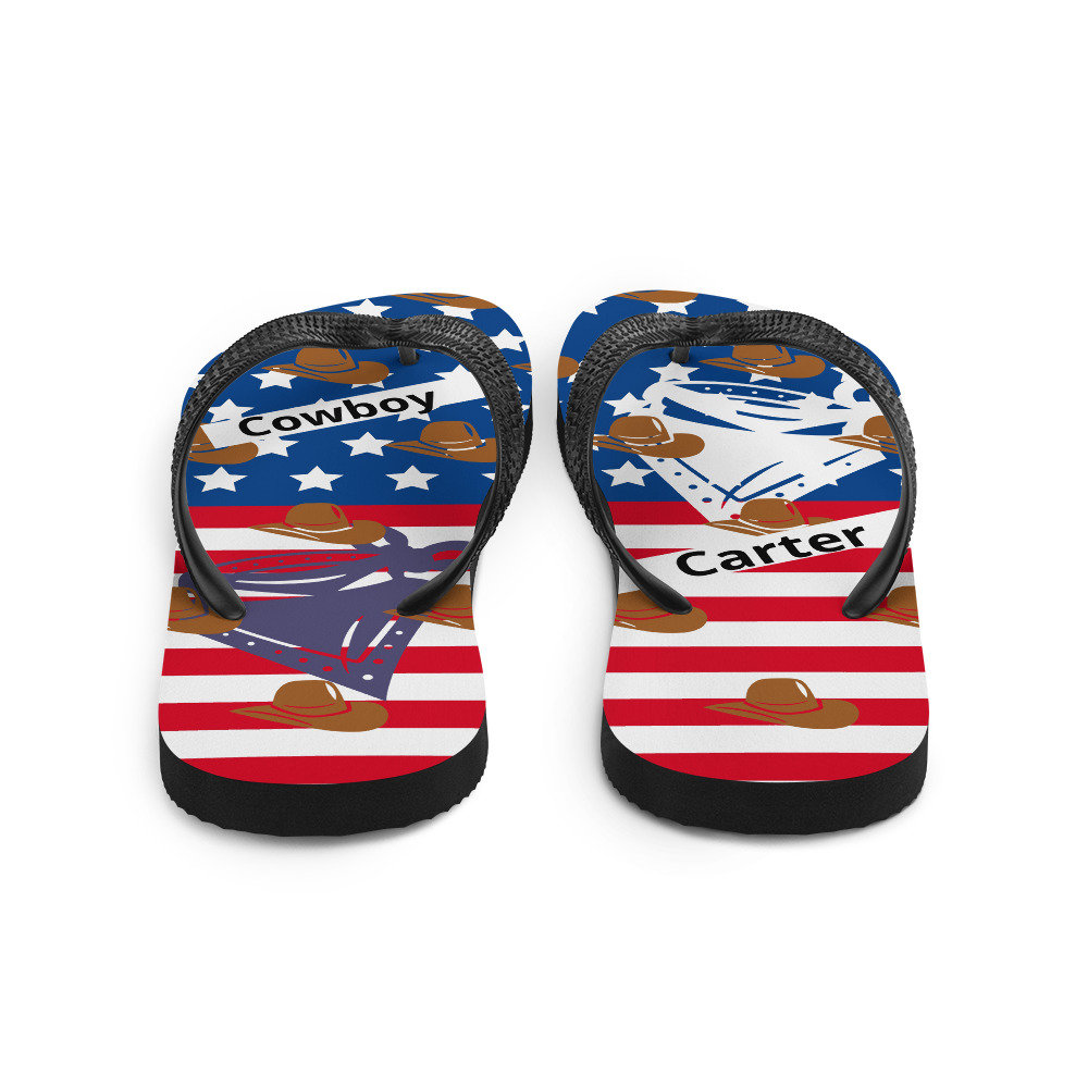 Western COWBOY Custom Flip-flops Thongs Sandals Personalize Name Carter ...