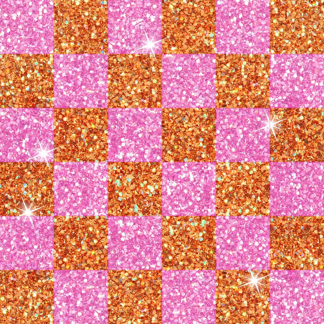 New Orange and Pink Glitter Checkers Clip Art Seamless Digital Download ...