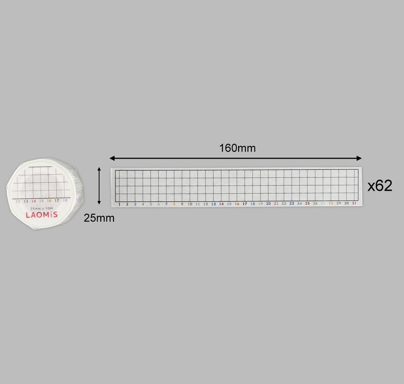 LAOMIS Japanese Colorful Monthly Chart Tracker Writable Washi Tape ...