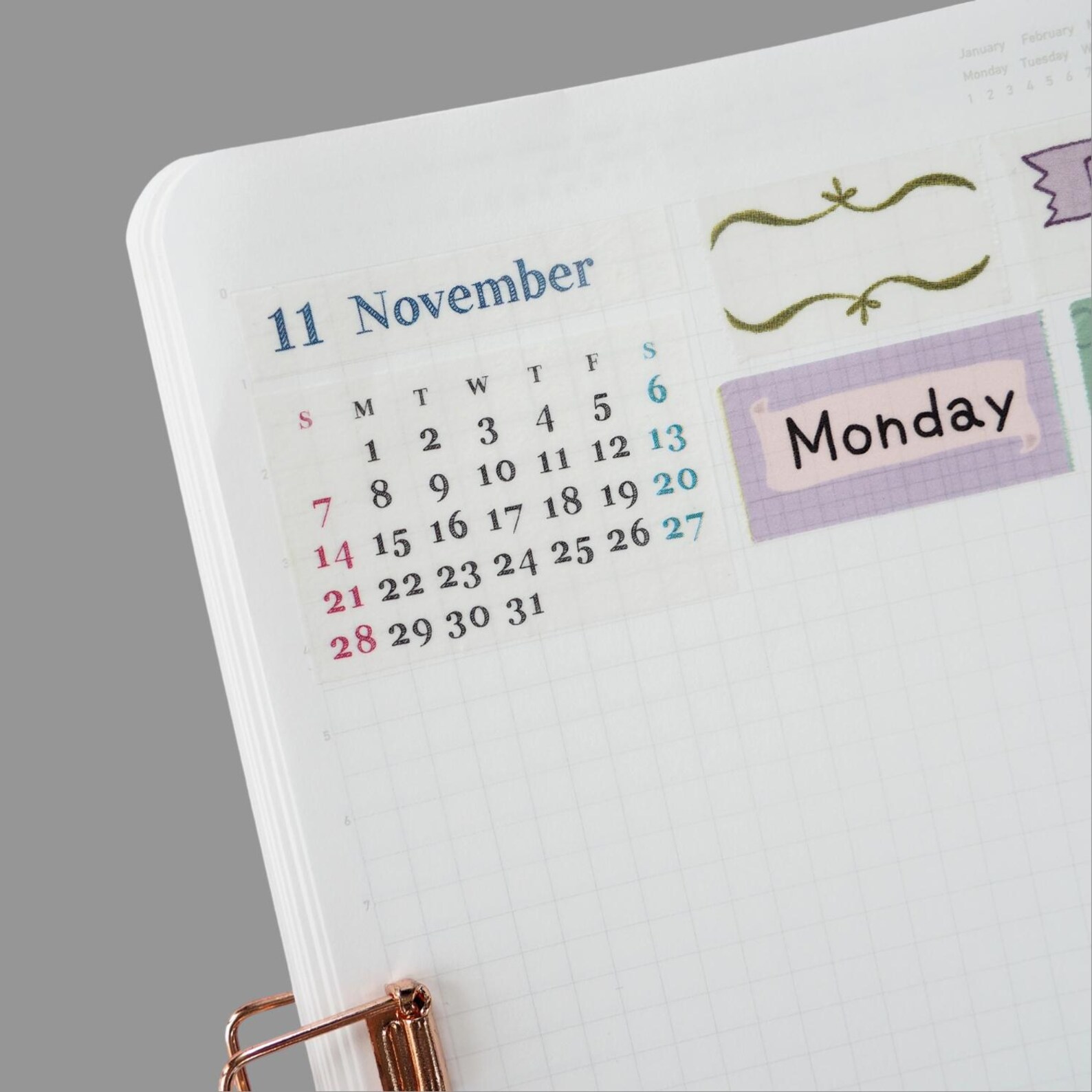 Japanese Washi Paper 28 Months Calendar ( Sunday Start) Small Stickers ...
