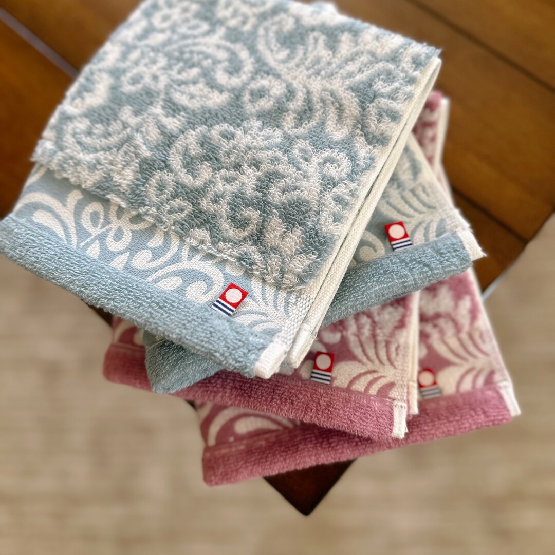 2 Pack, Imabari 100% Cotton Antique Style Pattern Washcloths - Etsy