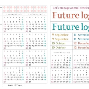 Japanese Washi Paper 28 Months Calendar ( Sunday Start) Small Stickers ...
