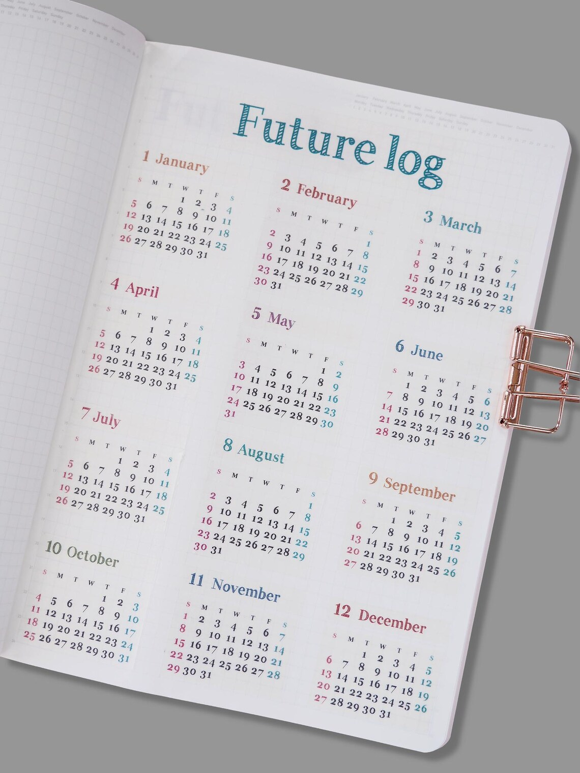 Japanese Washi Paper 28 Months Calendar ( Sunday Start) Small Stickers ...