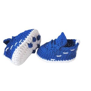 Crochet Baby Blue Soccer Shoes, Baby's First Cleats, Baby Sports ...