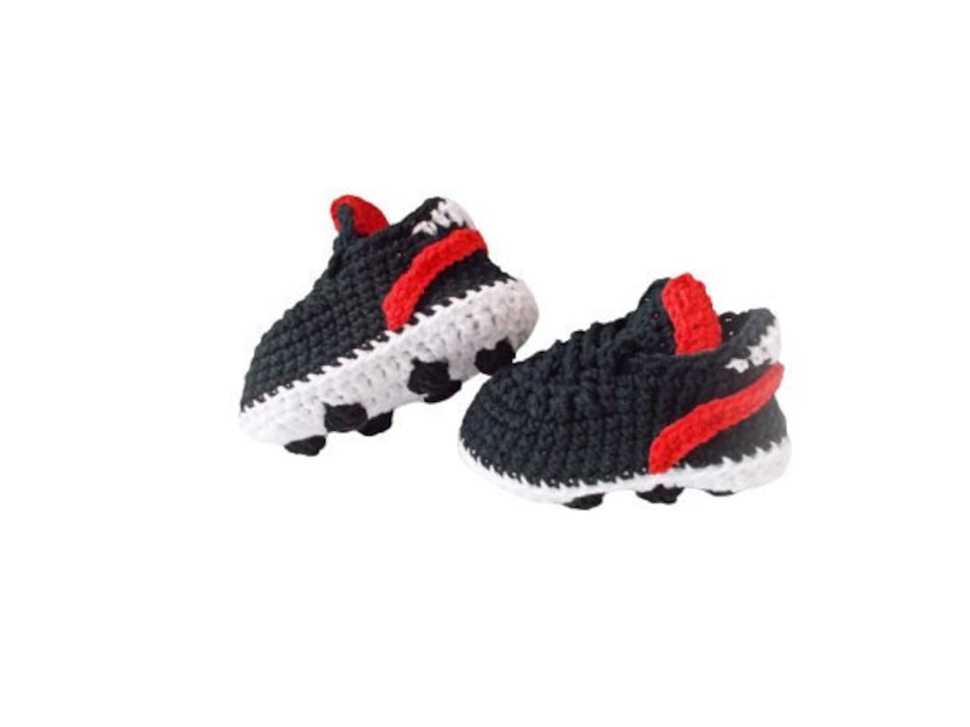 Crochet Baby Black Soccer Shoes, Baby's First Cleats, Baby Sports ...