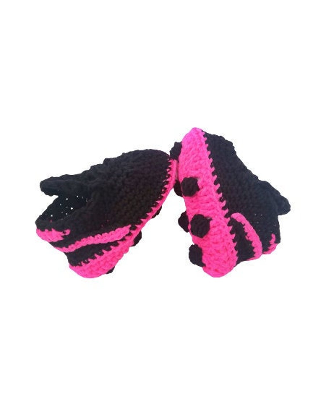 Crochet Baby Soccer Shoes: Black & Pink Baby's First Cleats - Etsy