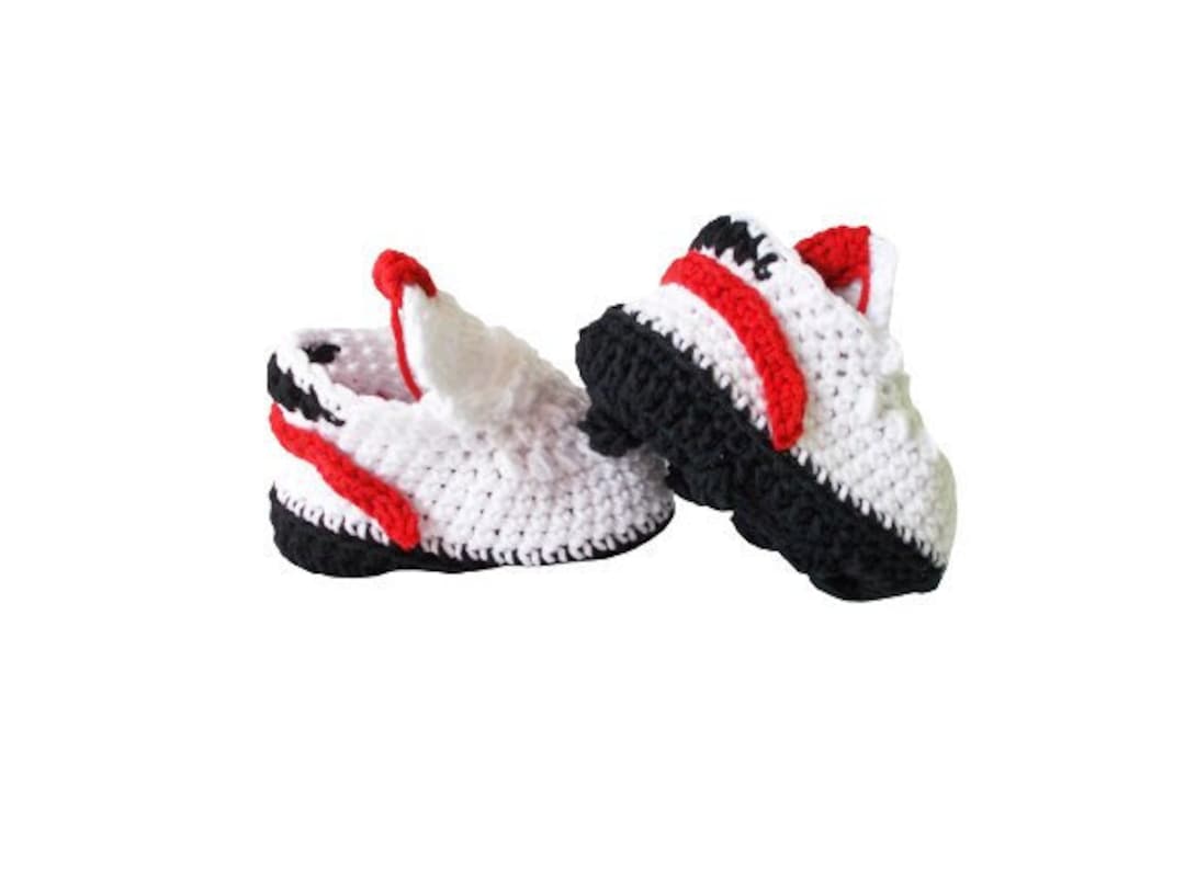 Crochet Baby Soccer Shoes, Baby's First Cleats, Black White Red Baby ...