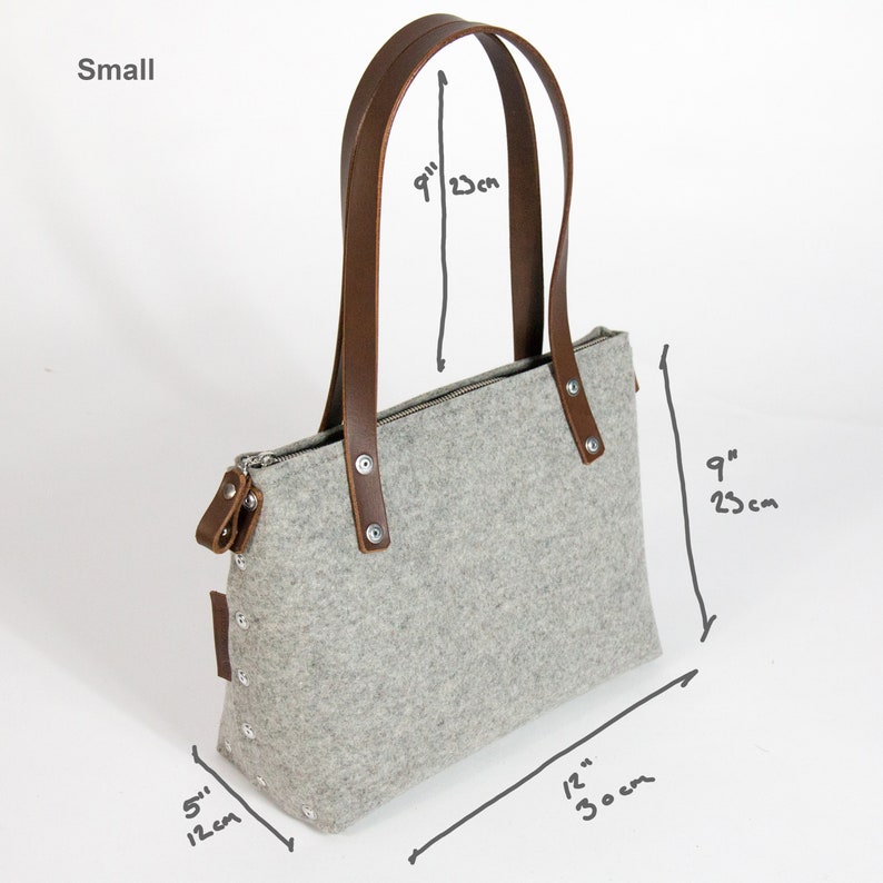 Felt Shoulder Bag With Zipper Wool Felt Handbag With a Zip | Etsy