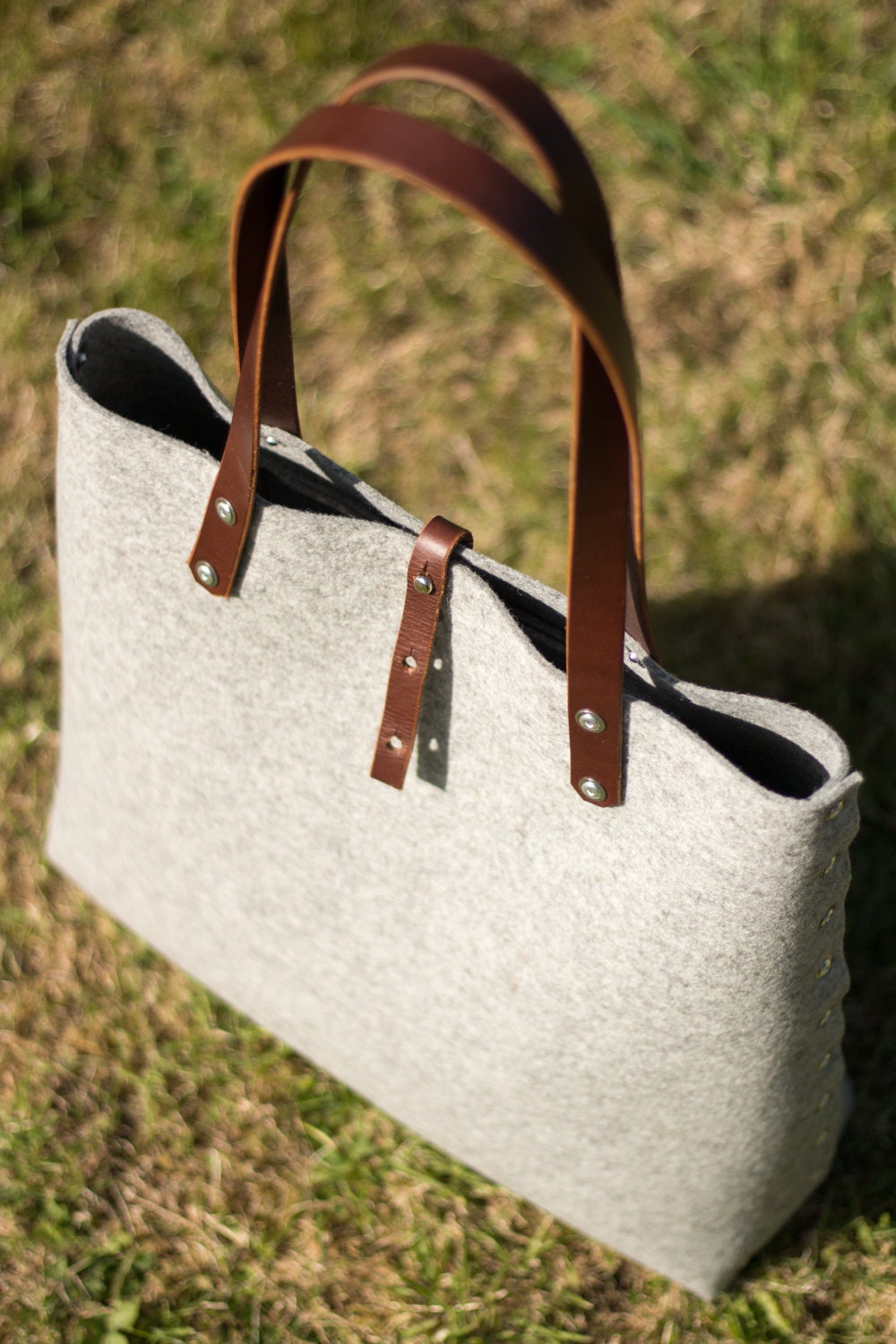 Tote Bag / Shopper Bag / Light Grey Felt Tote Bag / Light Grey - Etsy