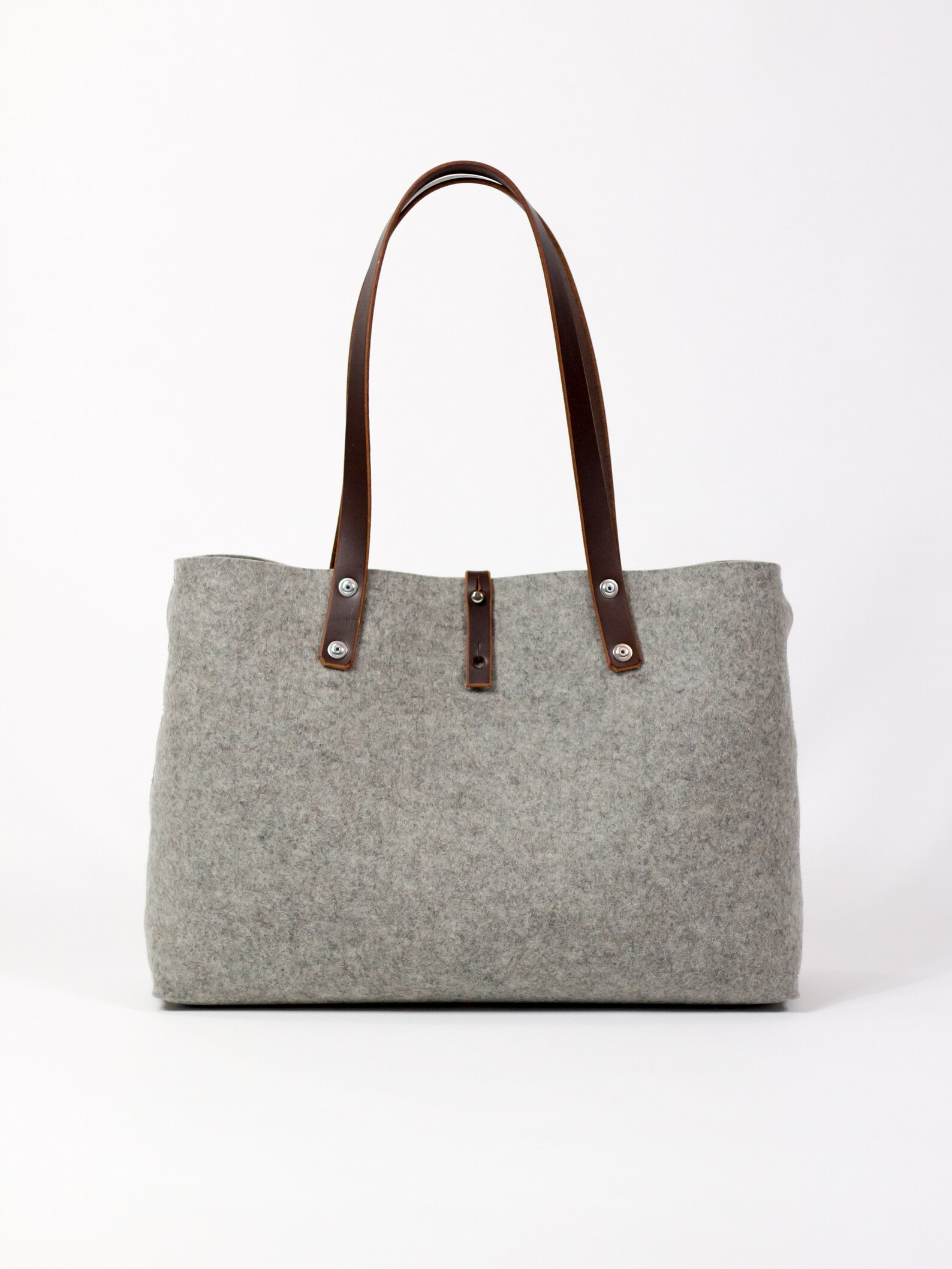 Wool Felt Shoulder Bag: Leather Handles, Grey Handbag - Etsy