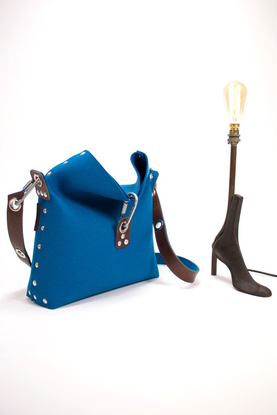 Felt Handbag with fold over top Felt Bag Womans Purse Felt | Etsy