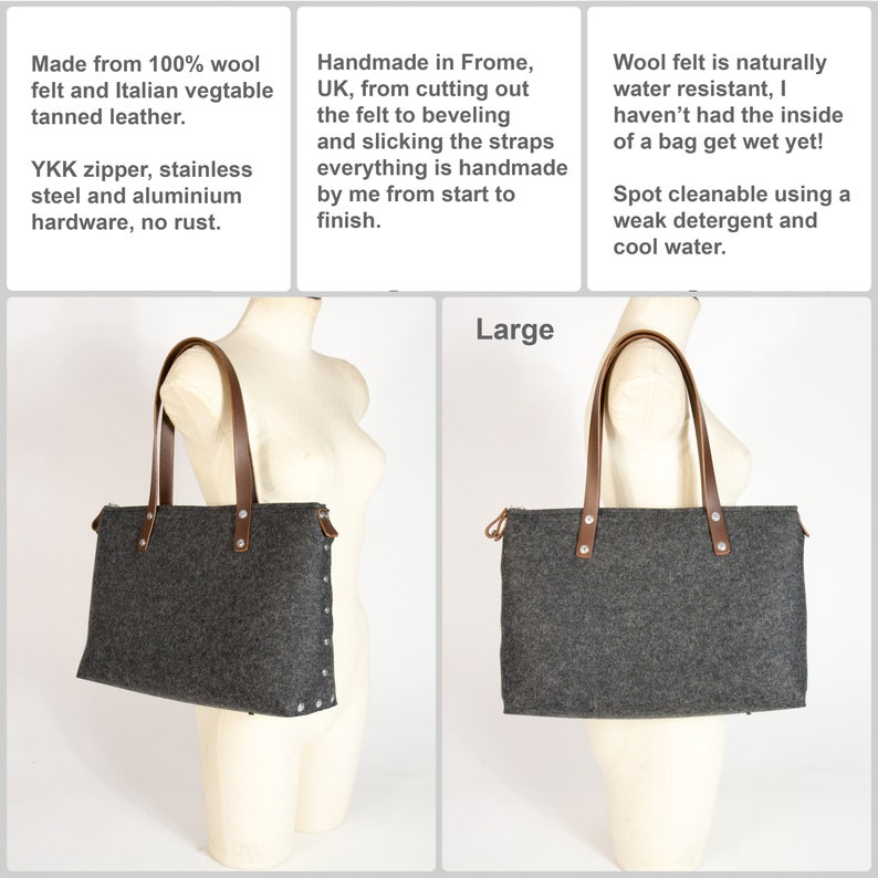 Felt Shoulder Bag With Zipper Wool Felt Handbag With a Zip | Etsy