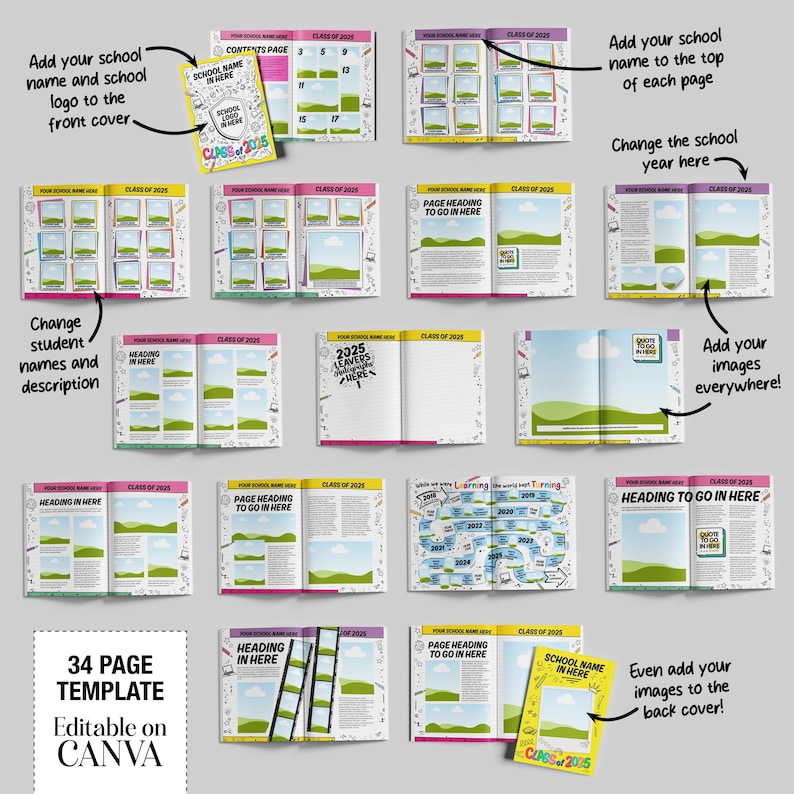 School Yearbook Sketchbook Style, Elementary School Yearbook, Primary ...