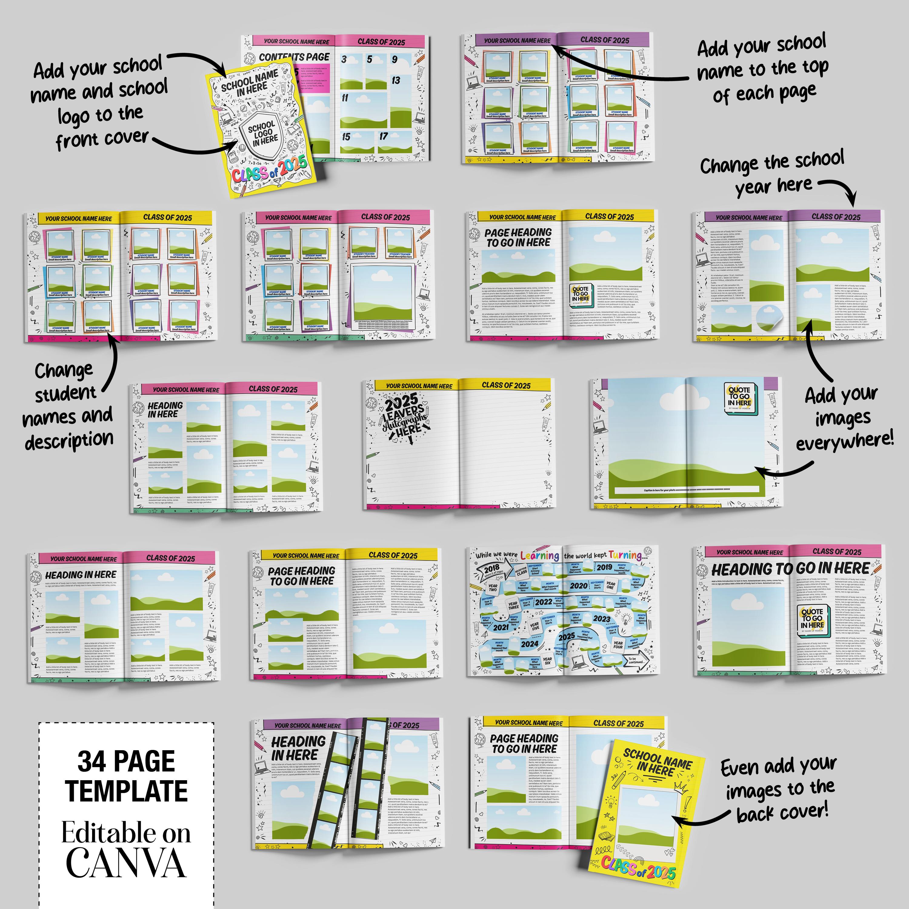 School Yearbook Sketchbook Style, Elementary School Yearbook, Primary ...