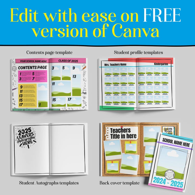 36 Page School Yearbook Template, Elementary School Yearbook, Primary ...