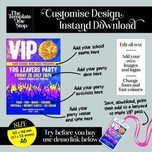 Editable A6 School Leavers Party Invitation, 2 Designs Included ...