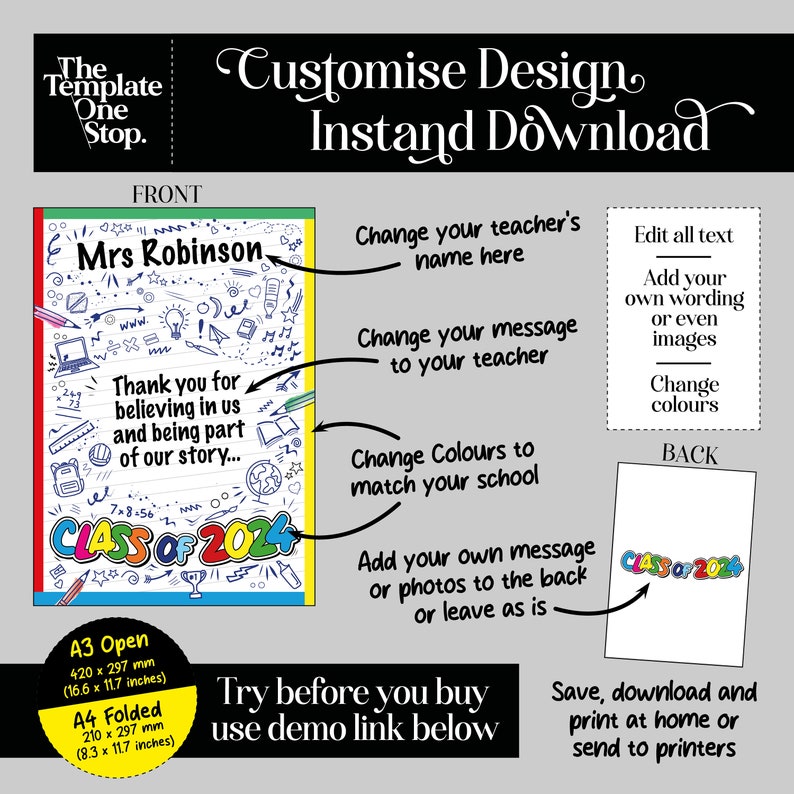 School Teacher Thank You Card, Elementary School Teacher Card, Primary ...