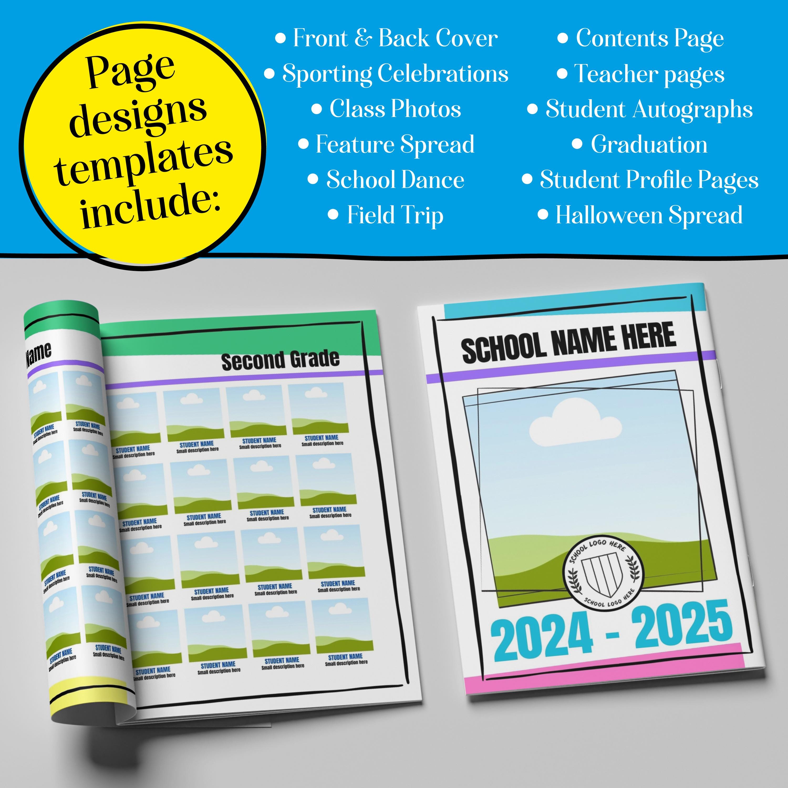 36 Page School Yearbook Template, Elementary School Yearbook, Primary ...