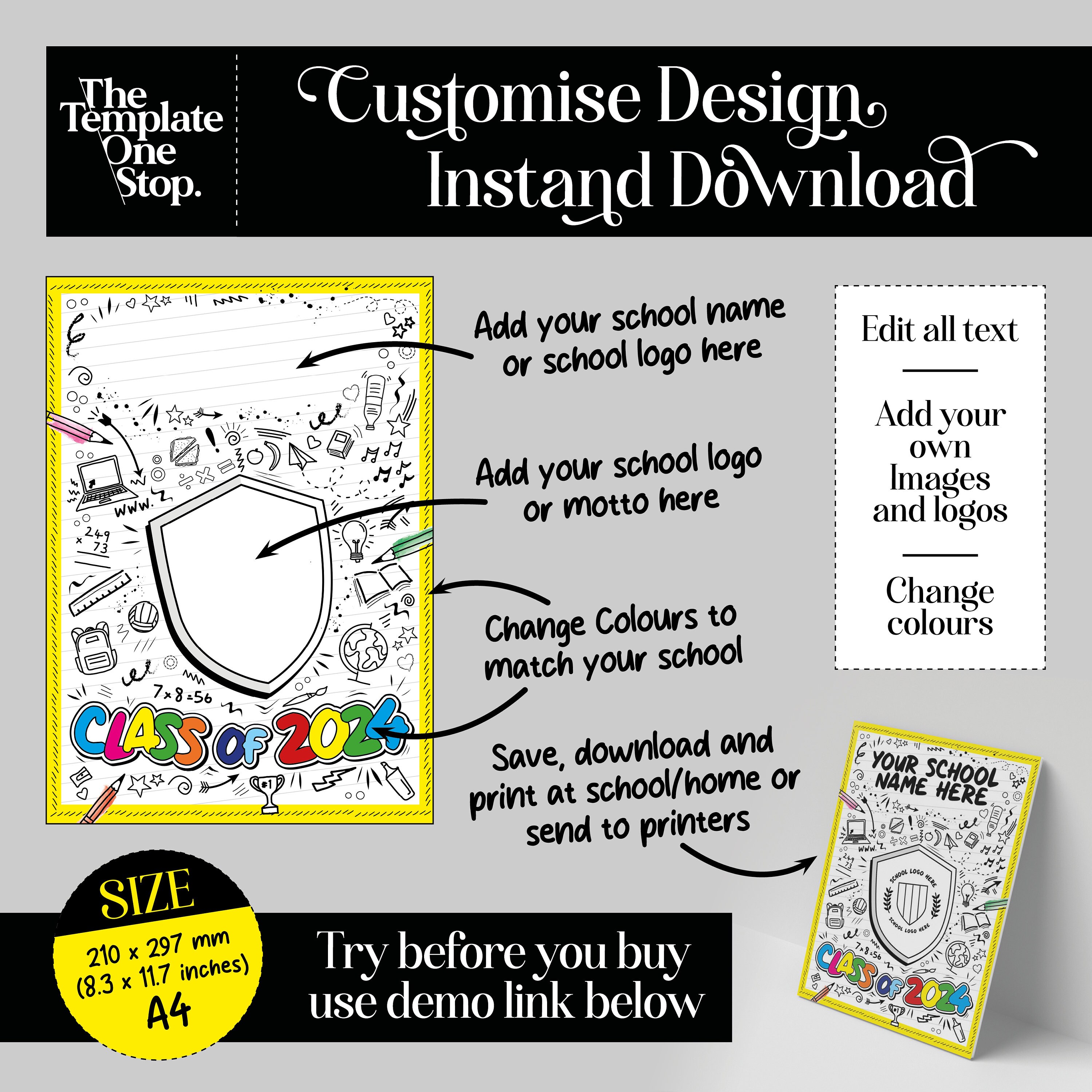 School Yearbook Cover 2024, Sketchbook Style Yearbook Cover, Elementary ...