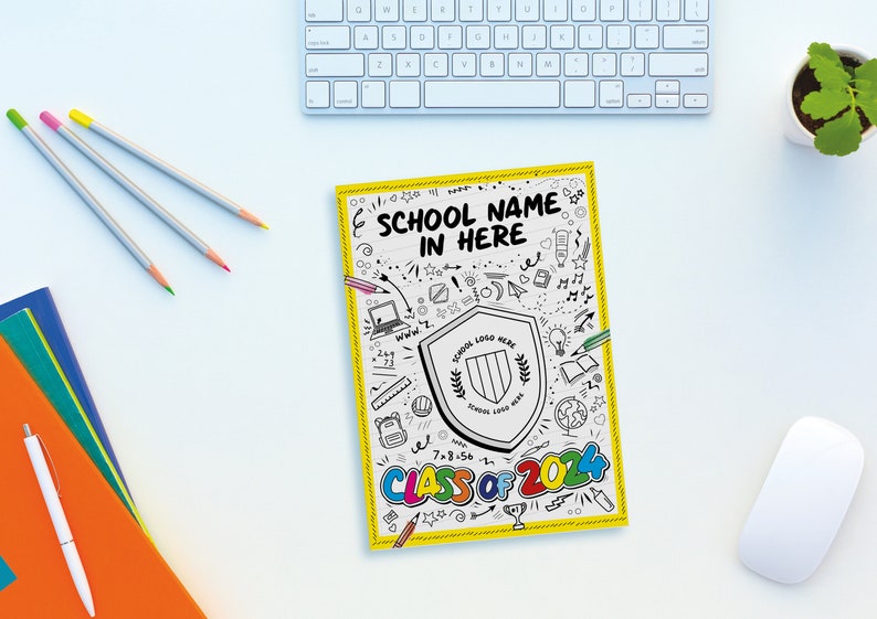 School Yearbook Cover 2024, Sketchbook Style Yearbook Cover, Elementary ...