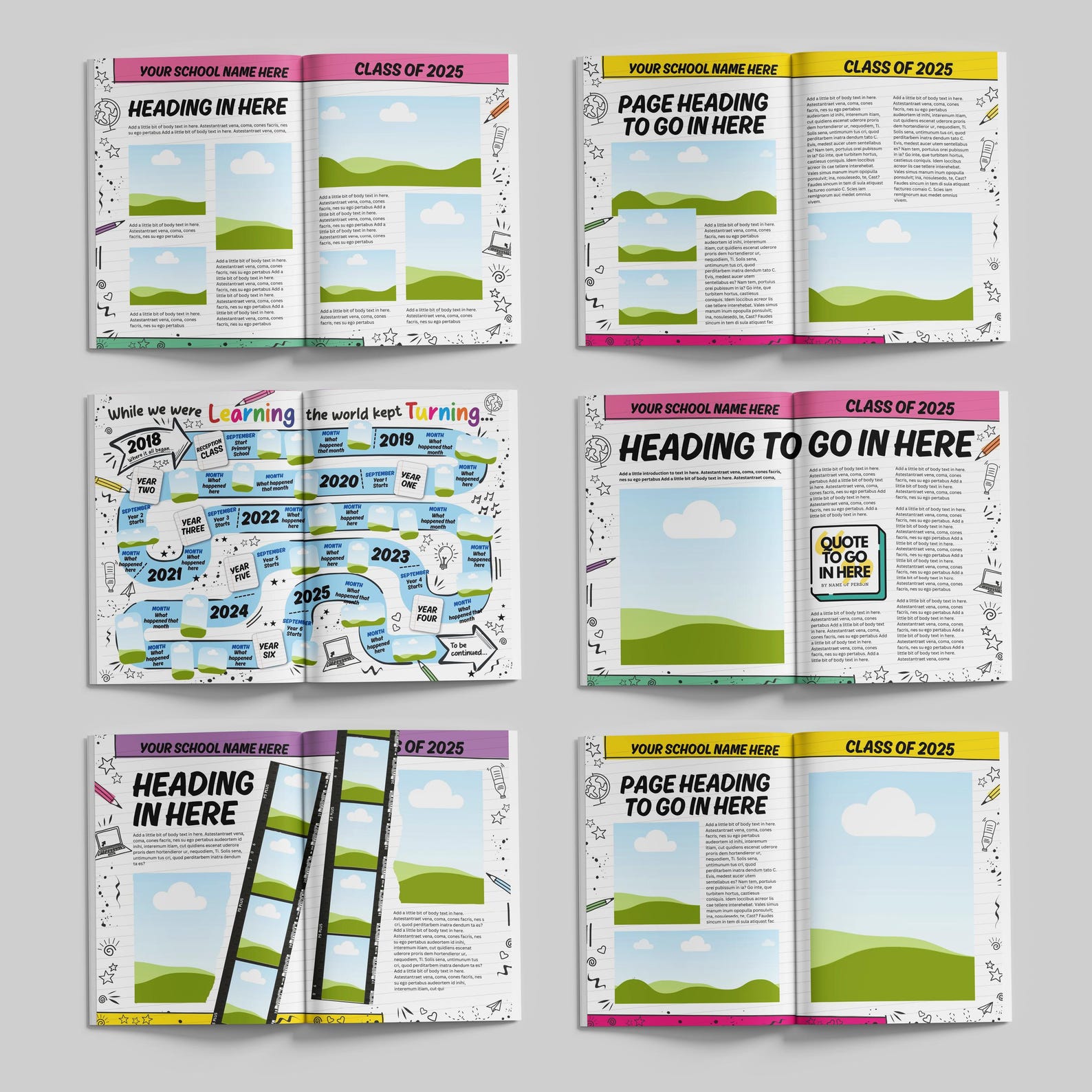 School Yearbook Sketchbook Style, Elementary School Yearbook, Primary ...