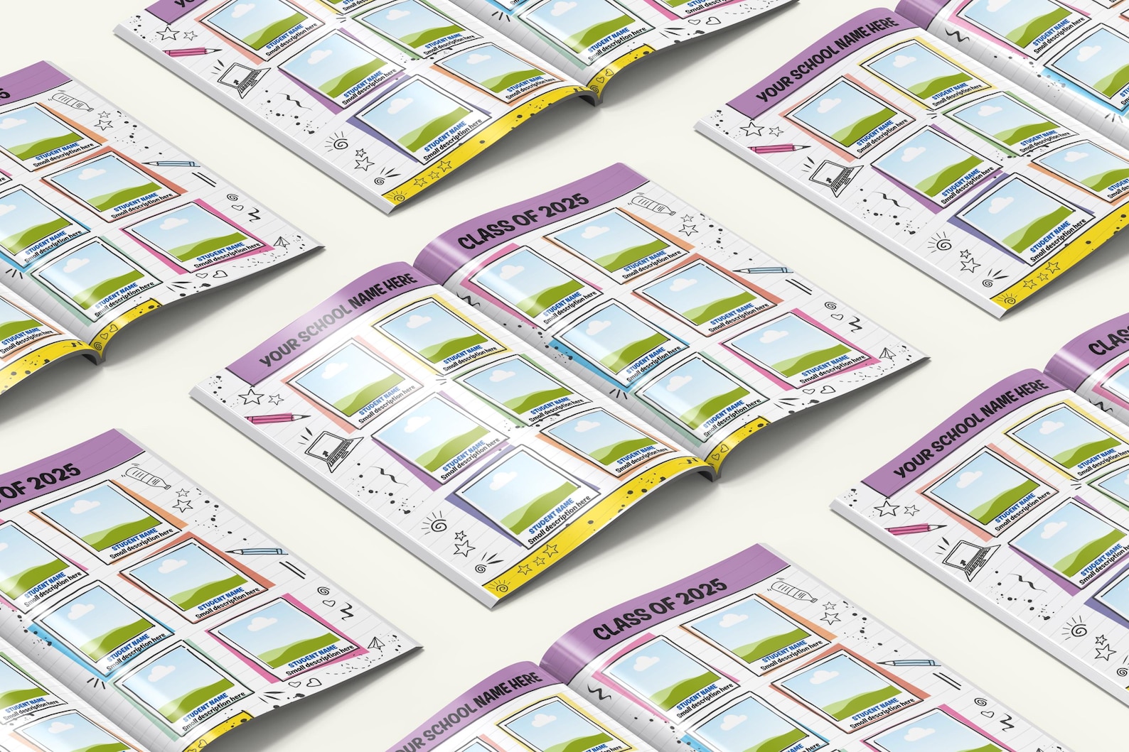 School Yearbook Sketchbook Style, Elementary School Yearbook, Primary ...