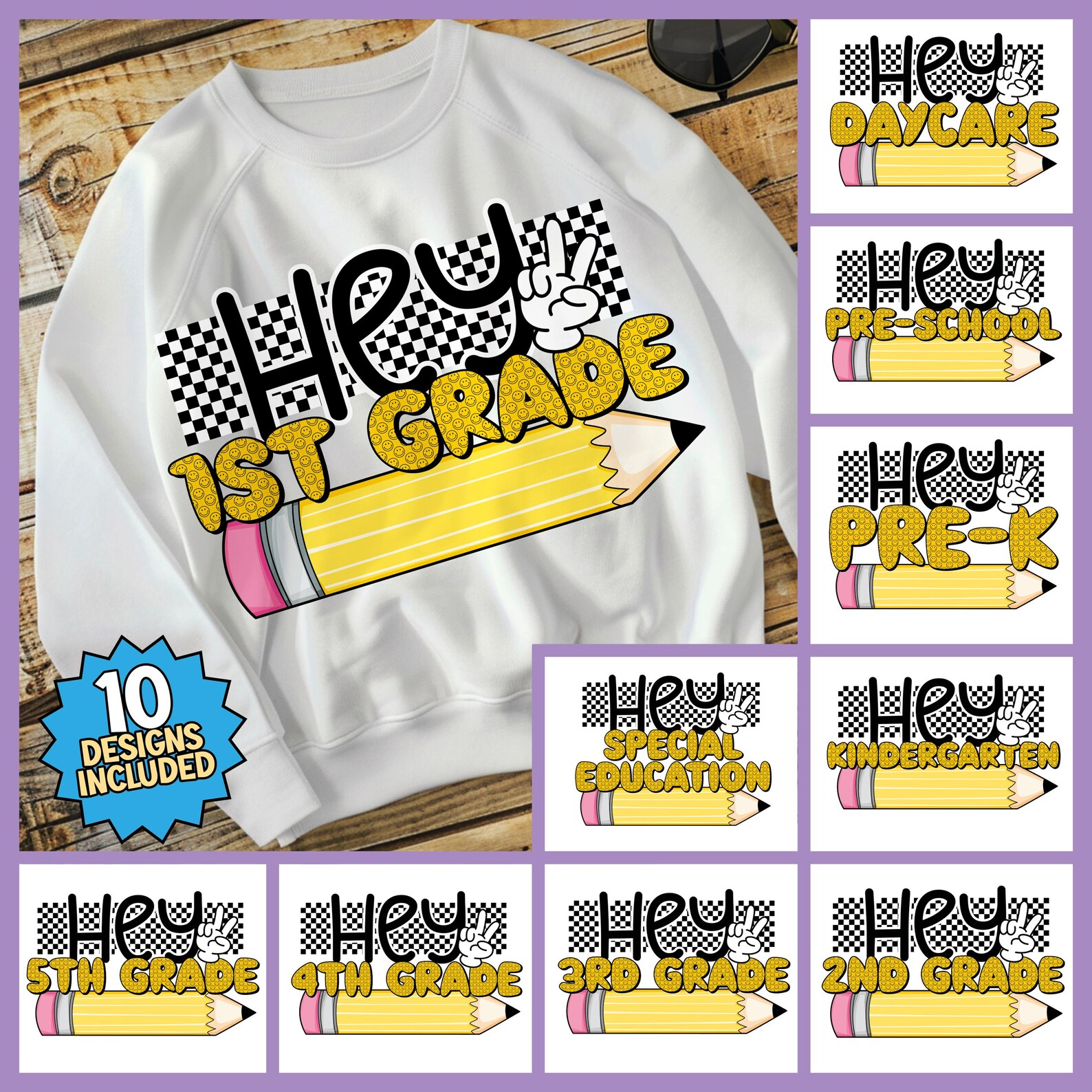 Back to School PNG Bundle, Daycare, Pre-school, Kindergarten, Pre-k ...