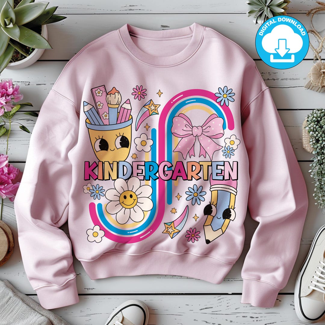 Back to School Kindergarten PNG Design, School Png, Retro PNG, Digital ...