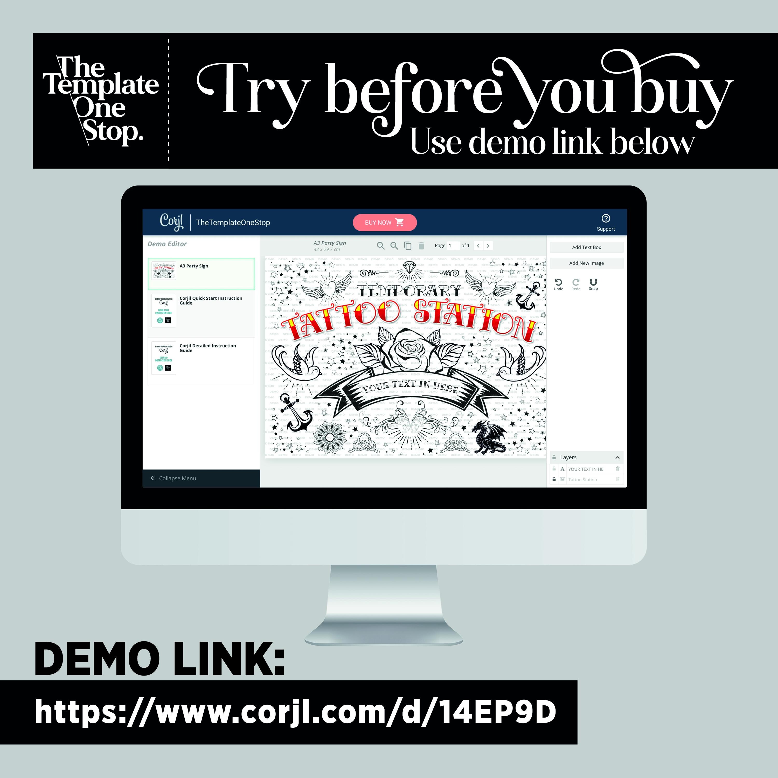 Editable A3 School Leavers Party Sign, Tattoo Station Party Sign ...