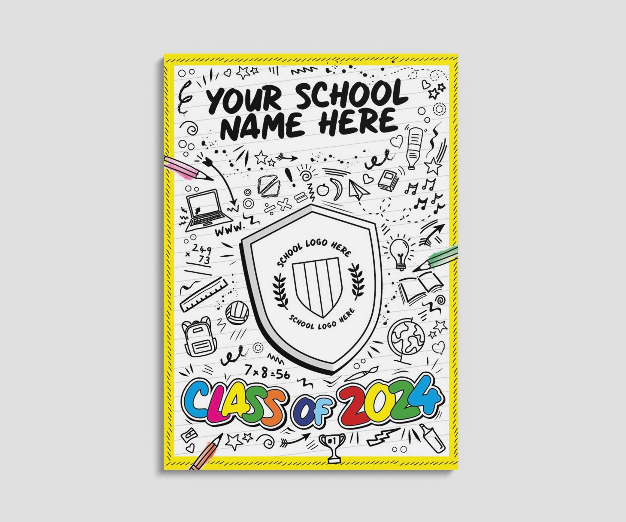 School Yearbook Cover 2024, Sketchbook Style Yearbook Cover, Elementary ...