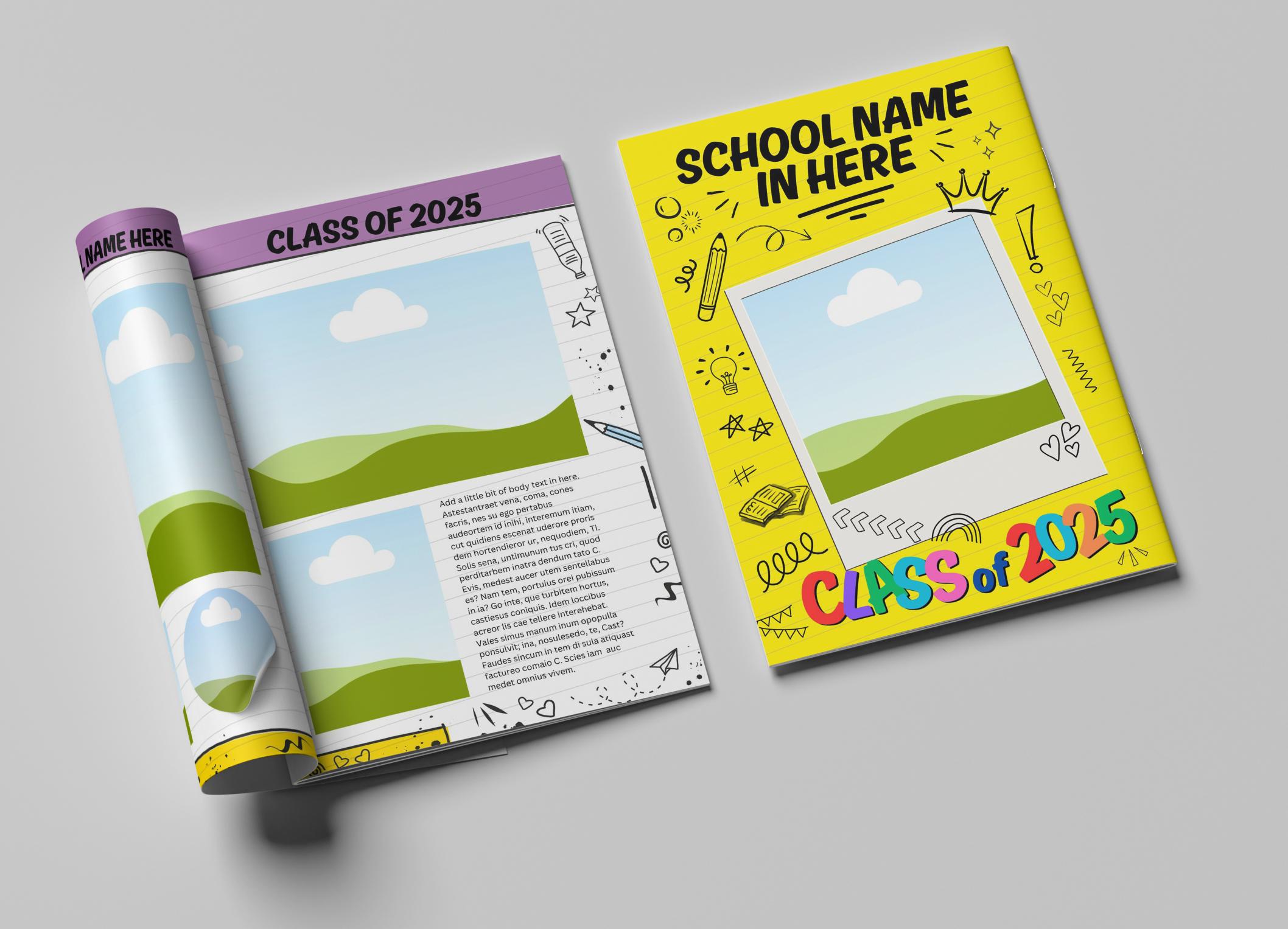 School Yearbook Sketchbook Style, Elementary School Yearbook, Primary ...