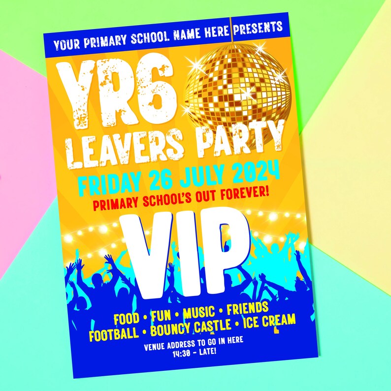 Editable A6 School Leavers Party Invitation, 2 Designs Included ...