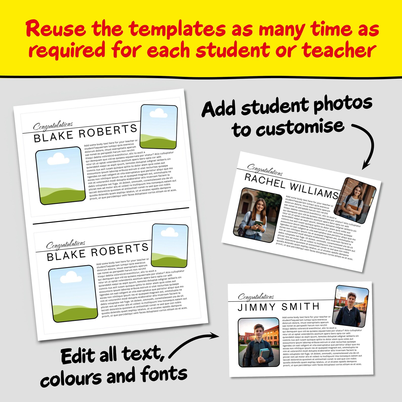 School Yearbook Half Page Ad Template, Editable Student Yearbook Ad ...
