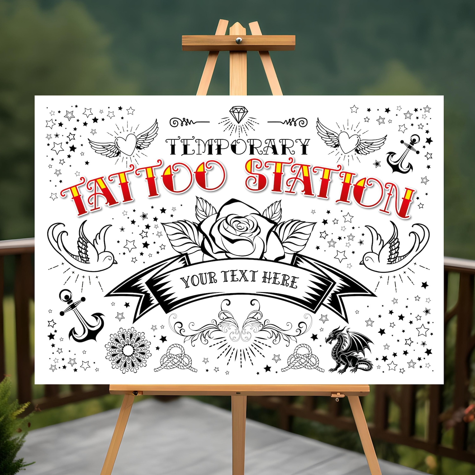 Editable A3 School Leavers Party Sign, Tattoo Station Party Sign ...