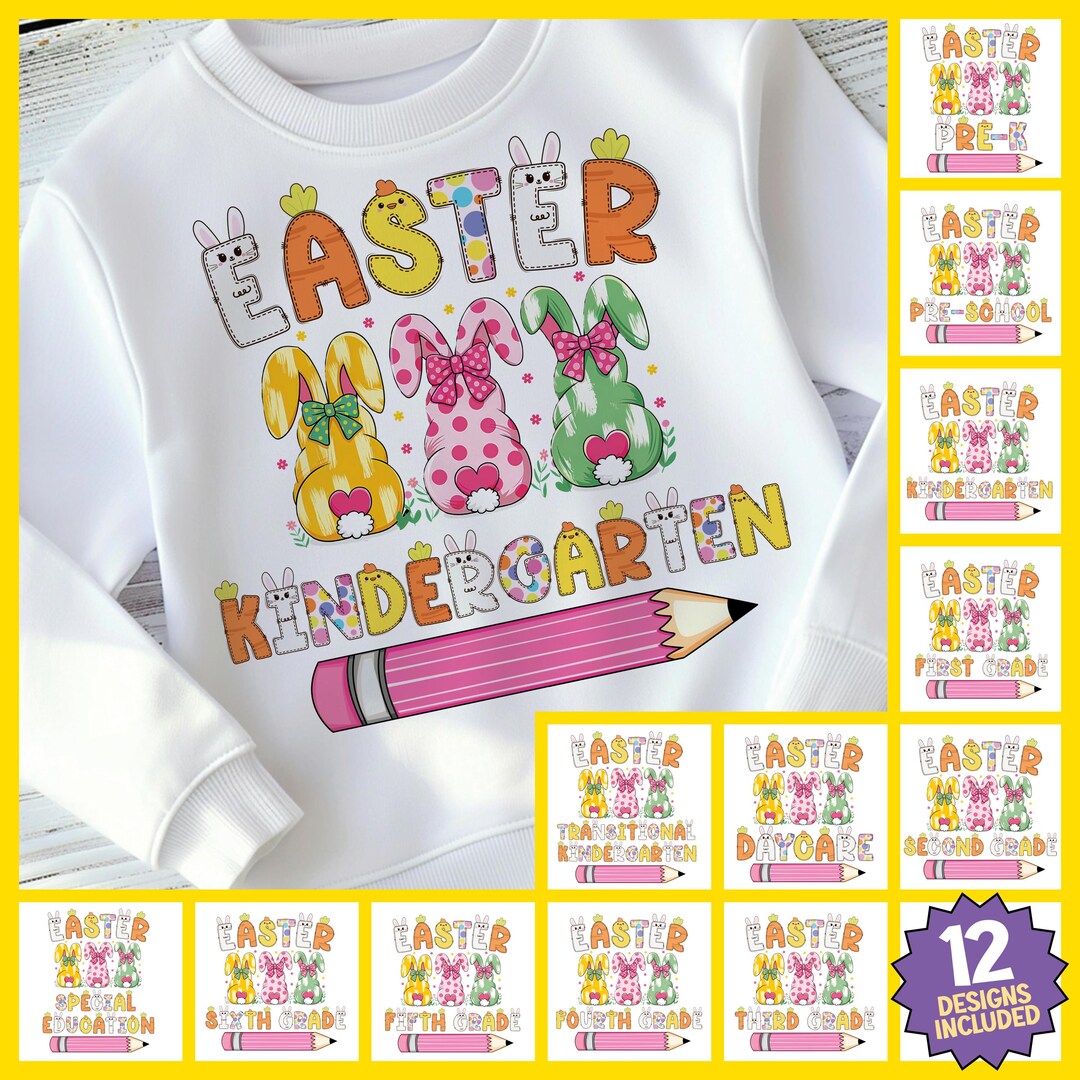 Easter Bunny School PNG Bundle: Grades Pre-k - 6th (digital Download ...