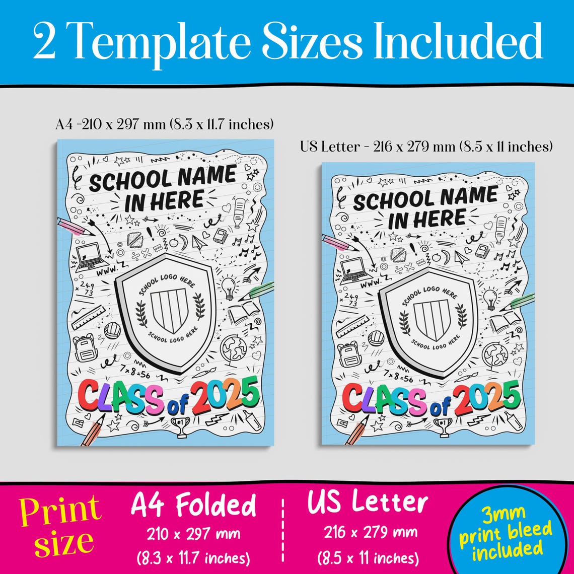 Editable Yearbook Cover Template for Teachers | DIY Printable School ...