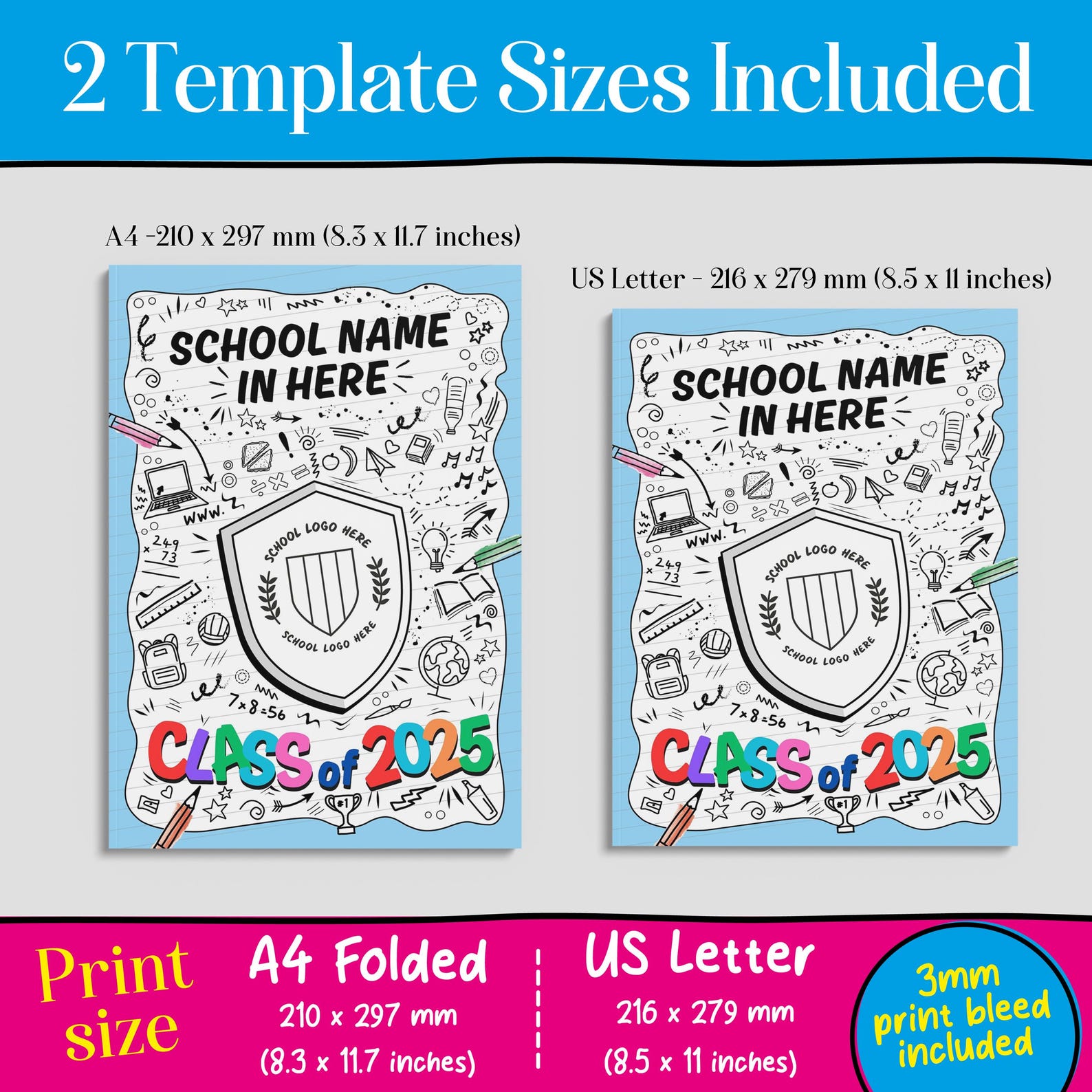 Editable Yearbook Cover Template for Teachers | DIY Printable School ...