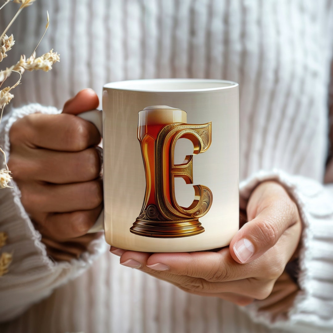 Letter E Beer Mug Wrap, Letter E Liquor Mug Wrap, 11oz Mug Wrap 12oz ...