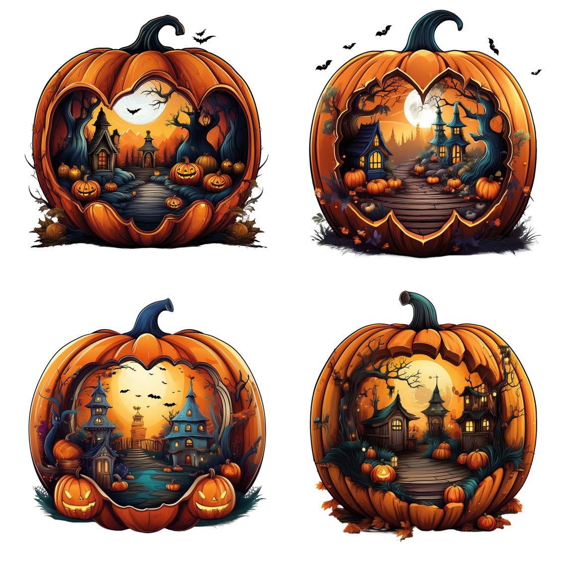 Halloween Clipart PNG Bundle, Halloween PNG, Pumpkin PNG, Pumpkin ...