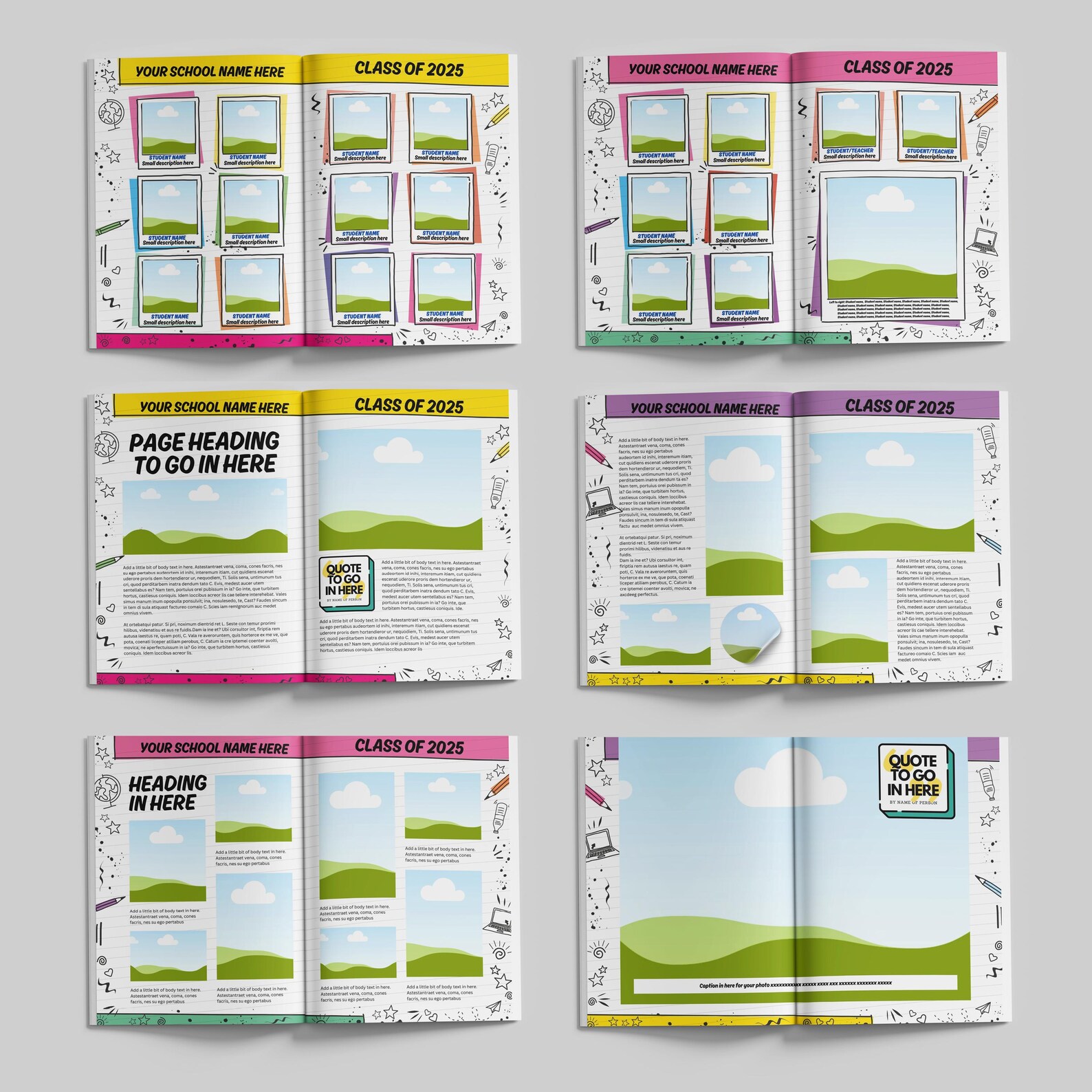 School Yearbook Sketchbook Style, Elementary School Yearbook, Primary ...