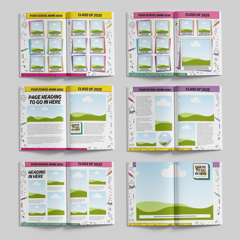 School Yearbook Sketchbook Style, Elementary School Yearbook, Primary ...