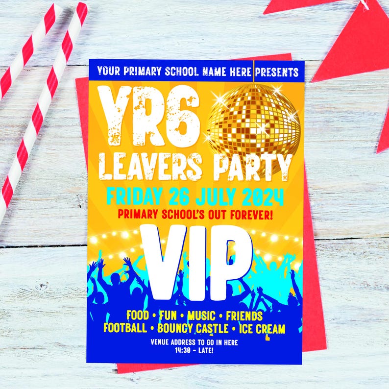 Editable A6 School Leavers Party Invitation, 2 Designs Included ...