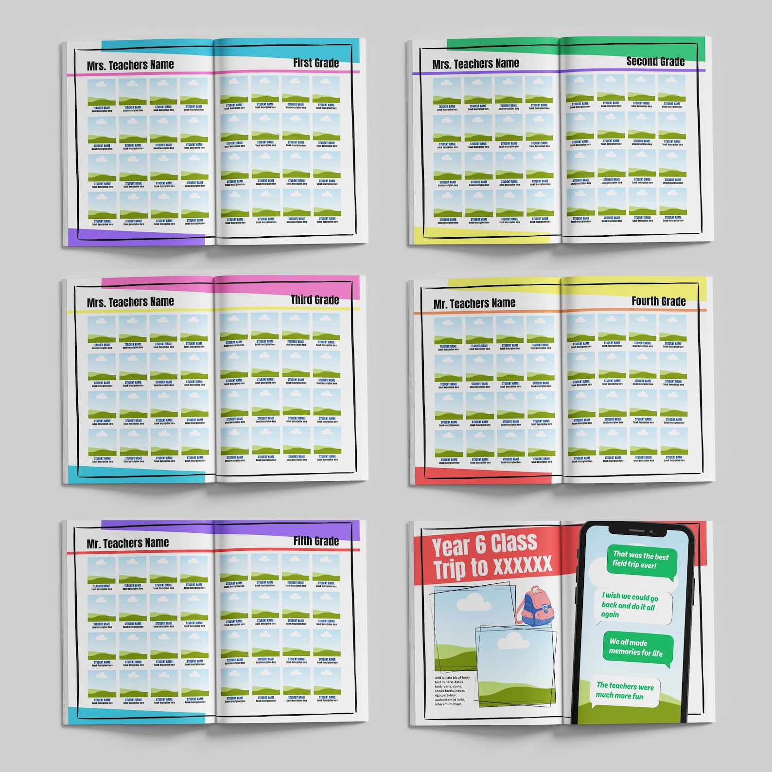 36 Page School Yearbook Template, Elementary School Yearbook, Primary ...