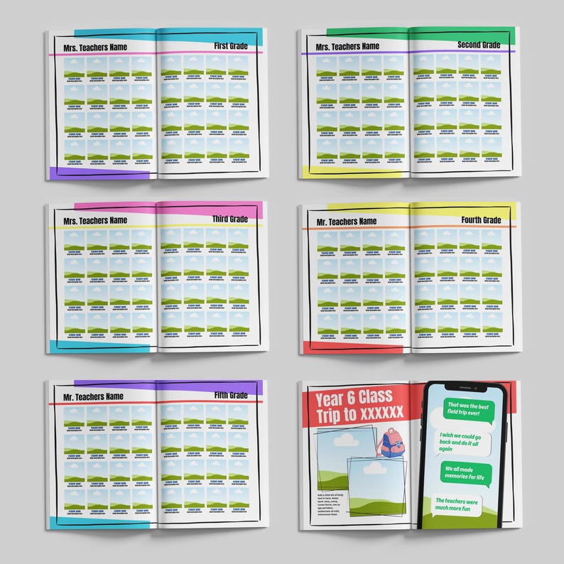 36 Page School Yearbook Template, Elementary School Yearbook, Primary ...