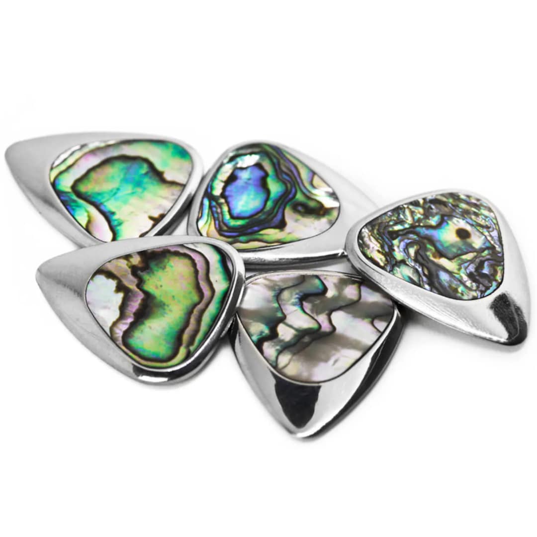 Titanium & Green Abalone Guitar Pick - Boutique Guitar Plectrum ...