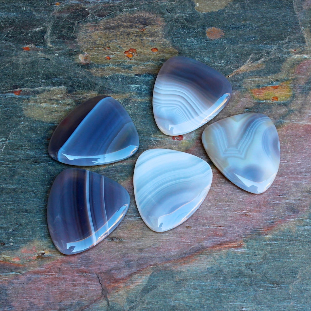 Plectrum van grijs gestreepte agaat - Boutique gitaarplectrum - houten ...
