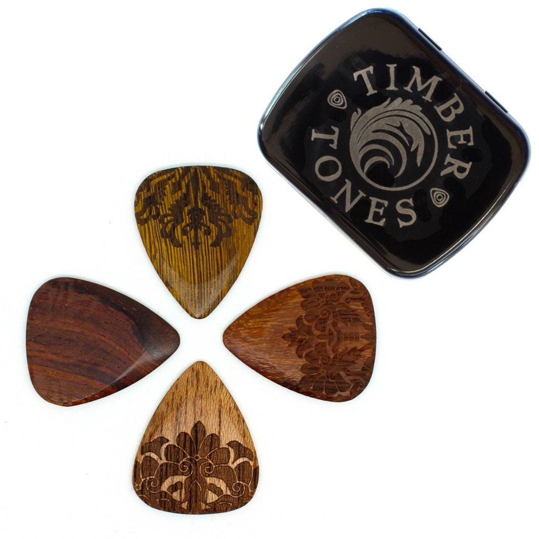 Mandala Design Boutique Guitar Picks for Acoustic Guitar - Burma Padauk ...