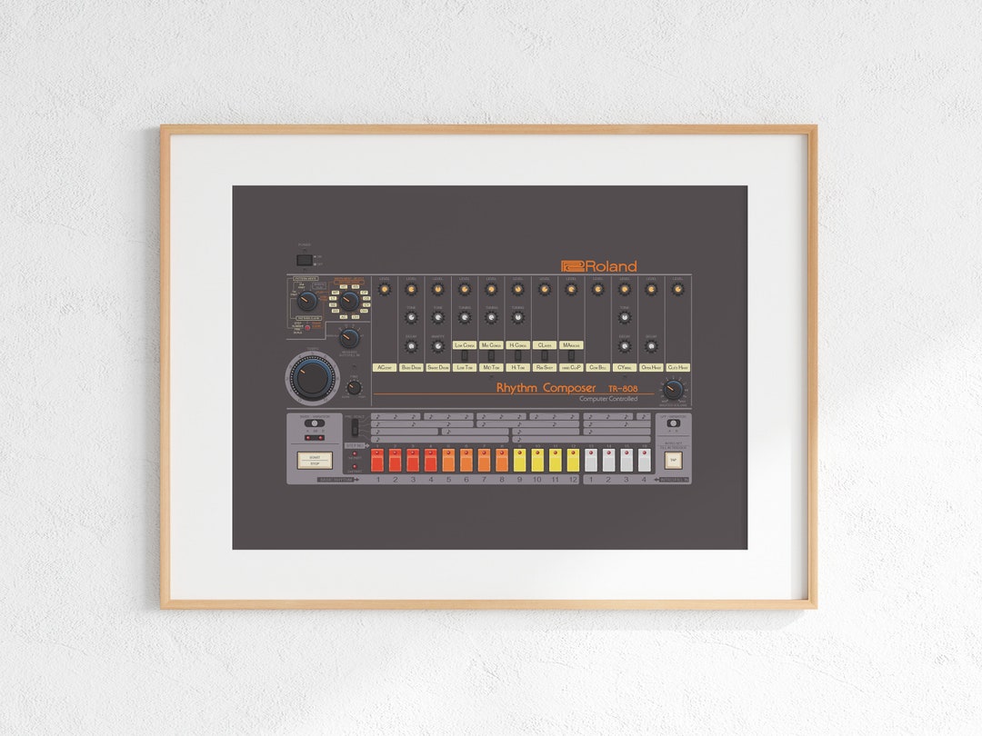 Roland TR-808 Drum Machine Digital Print, Retro Synth DJ Music Poster ...